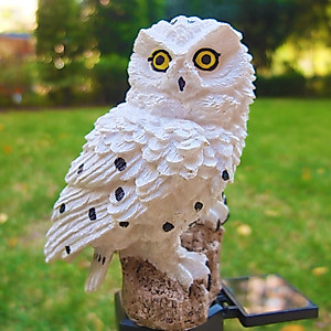 DUODEAN Solar Garden Lights, Cute White Owl Statues Waterproof Outdoor Decorations, Resin Animal Ornaments Gifts for Grandma Yard Lawn Pathway Flower Fence Art