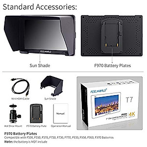 FEELWORLD T7 7 Inch IPS 4K HDMI Camera Field Monitor Video Assist Full HD 1920x1200 Solid Aluminum Housing DSLR Monitor with Peaking Focus False Colors