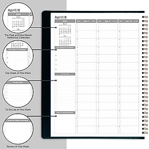 2024 Appointment Book/Planner - Weekly Appointment Book/Planner 2024, Jan 2024 - Dec 2024, 8"x 10", 2024 Daily/Hourly Planner with Tabs, 15-Minute Interval, Flexible Soft Cover - Black
