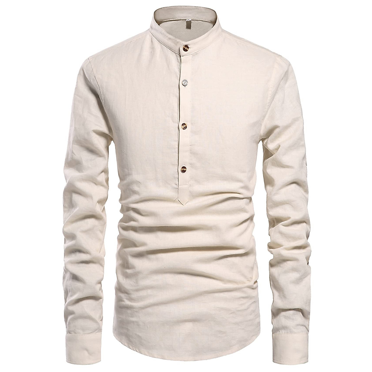 NITAGUT Men's Cotton Linen Blend Shirts , 01 Beige , US M/Chest 38-41