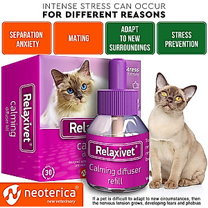 Cat Calming Pheromone Diffuser Kit | Improved DE-Stress Formula | Anti-Anxiety Treatment for Cats | Reduces Stress, Scratching, Fighting & Other Problematic Behavior (2 Diffusers + 2 Refills)