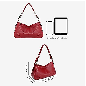 Kattee Soft Leather Hobo handbags for Women, Genuine Top Handle Vintage Shoulder purses(Red)