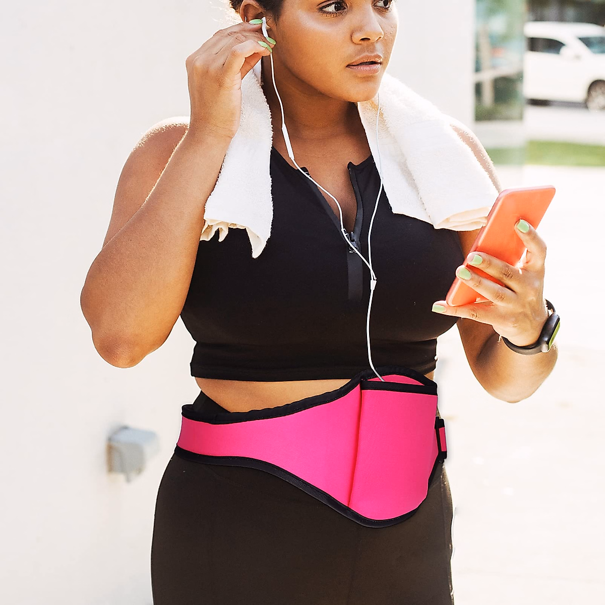 2pcs Mic Fitness Belt Adjustable Microphone Belt Pouch with Anti Dropping Strap, Sweat Absorbent Mic Carrier Pouch, Neoprene Waist Bag for Fitness Teacher Speaker Dancing