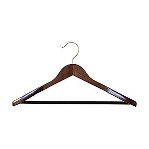 B&C Home Goods Set of 6 Luxury Wooden Hangers - Extra Wide Wood Coat Suit Hangers with Velvet Bar for Coats Clothes and Pants - Wide Shoulder