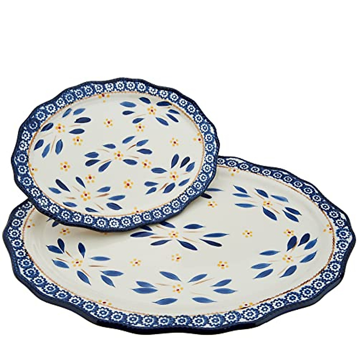 Temp-tations Set of 2 Platters: 18" x 13" and 12" x 8.75", Ceramic (Old World Blue)