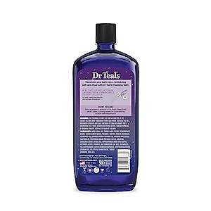 Dr Teal's Foaming Bath with Pure Epsom Salt, Sleep Blend with Melatonin, Lavender & Chamomile Essential Oils, 34 Fl Oz (Pack of 4) (Packaging May Vary)