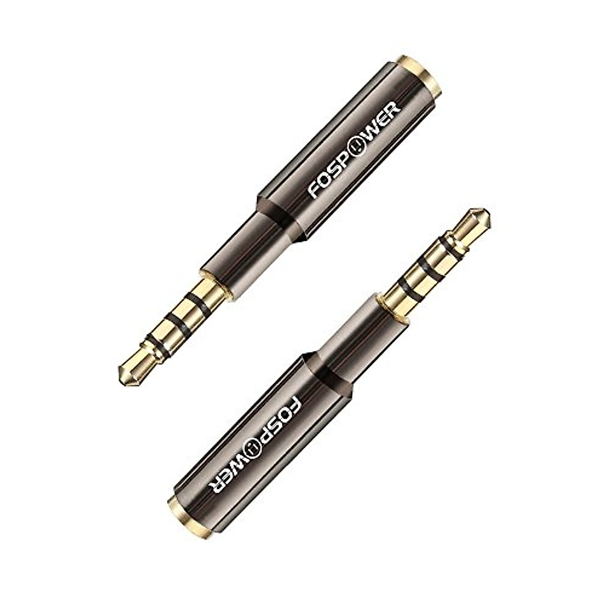 FosPower (1 Pack 3.5mm Male to Female Auxiliary Stereo Audio Headphone Jack AUX Adapter [4-Conductor TRRS | 24K Gold Plated Plug] for iPhone, Smartphones, Tablets, Speakers, Microphone & Card Readers