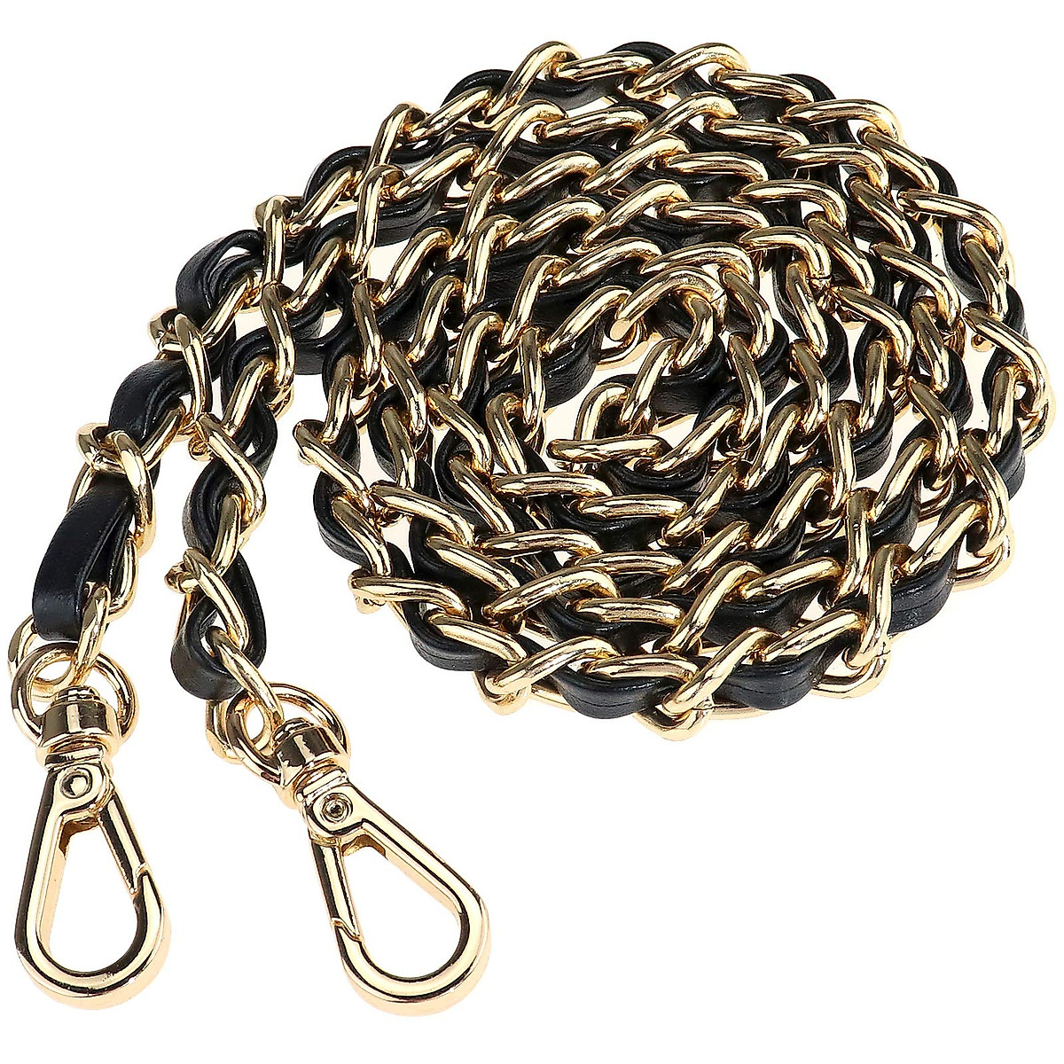 Glamorstar Gold Purse Chain Straps Woven Leather Crossbody Replacement Straps for Handbag Wallets Clutch Bags Black 120cm/47in