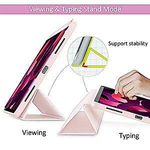 Gahwa iPad 10.9 Inch Case with Pencil Holder for iPad Air 5th Generation Case 2022/ iPad Air Case 4th Generation 2020[Support iPad 2nd Pencil Charging], Smart Case with Auto Sleep/Wake(Pink)