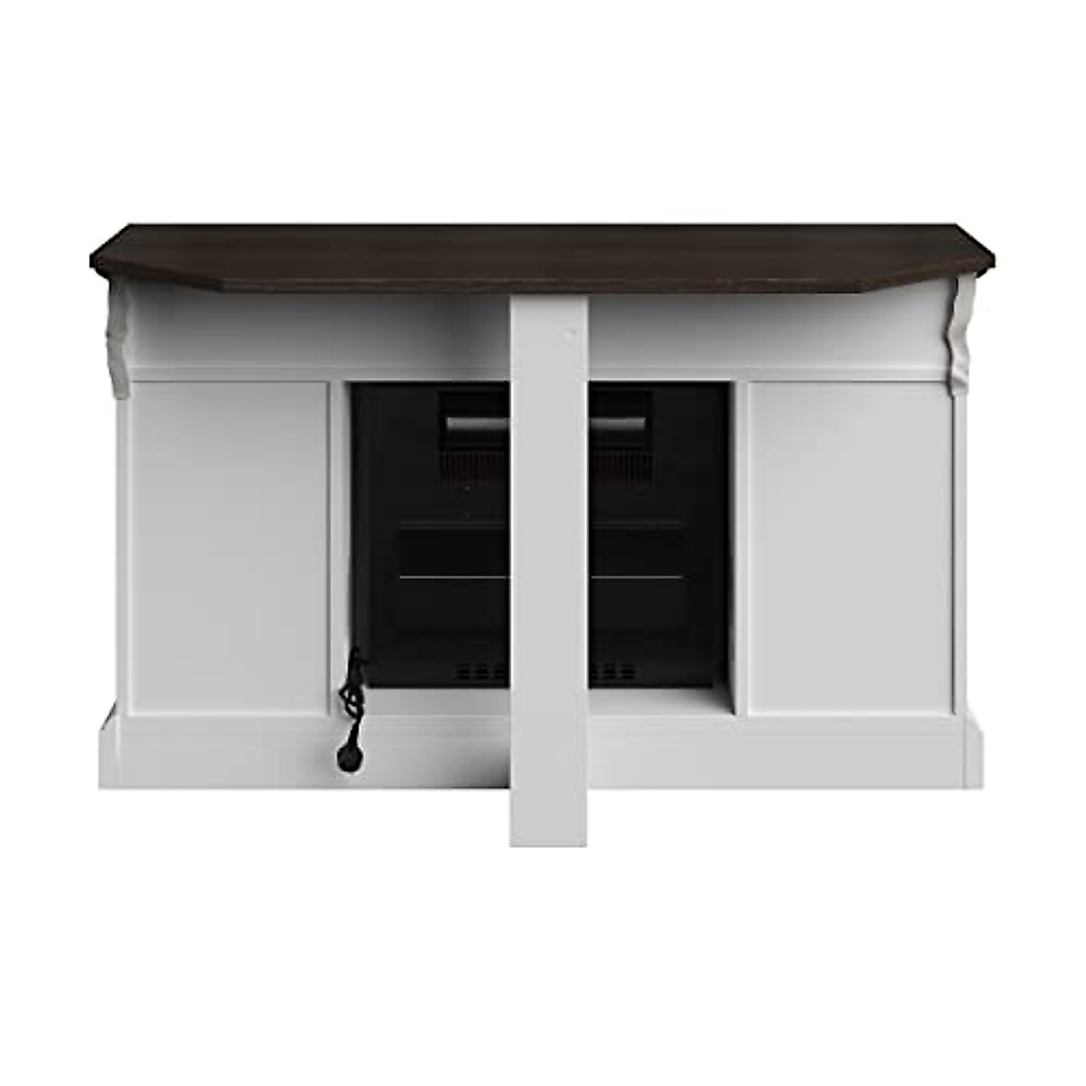 NORTHWEST Corner TV Stand with Electric Fireplace Fits 55-Inch TVs - Console with Storage Cabinet, Remote, Adjustable Heat, and LED Flames (White)