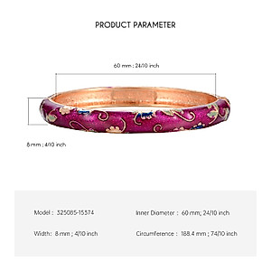 UJOY Cute Cloisonne Bangle Bracelets-Enamel Gold Plated Butterfly Spring Openable Cuff Jewelry Gifts for Women 55B30 purple