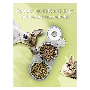BREWIX Dog Food Bowl Pet Cat Bowl Automatic Feeder Dog Cat Food Bowl with Water Fountain Double Bowl Drinking Raised Stand Dish Bowls for Cats Bowl