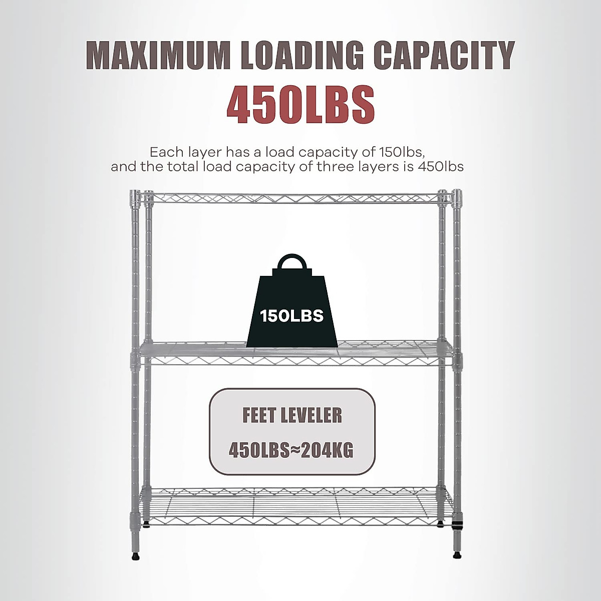 NChanmar 3-Tier Wire Shelving Unit Storage Shelves Shelf Organizer 30"x23"x12" Heavy Duty Metal Storage Rack Wire Rack NSF Height Adjustable for Laundry Bathroom Kitchen Garage Shelving(Chrome)