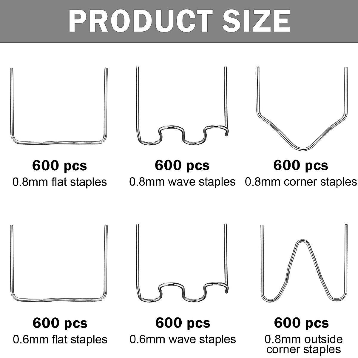 3600 Pcs Hot Staples Plastic Welding Repair Hot Staplers Car Auto Bumpers Welding Repair Staplers Plastic Welder Staples Welding Staples Repair Tool Kit for All Cars 0.8 mm 0.6 mm (Multi Styles)