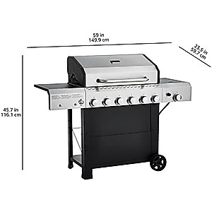 Amazon Basics Freestanding Gas Grill with Side Burner, 6 Burner (66,000 BTU)