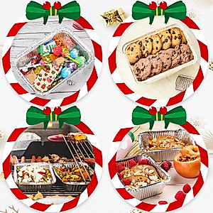 MADHOLLY 50Pack Christmas Cookie Tins with Lids- Heavy Duty Christmas Aluminum Pans with Lids Foil Treat Containers for Christmas Holiday Treats Cookie Exchange Gift Giving Leftovers, 10 Styles