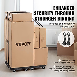 VEVOR Furniture Moving Dolly, 16 x 11in 500 lbs Capacity Furniture Movers Dollies 4 Wheels, Portable Moving Rollers Heavy Duty, Connectable Flat Dolly Cart for Heavy Furniture, 2 Pack, Black