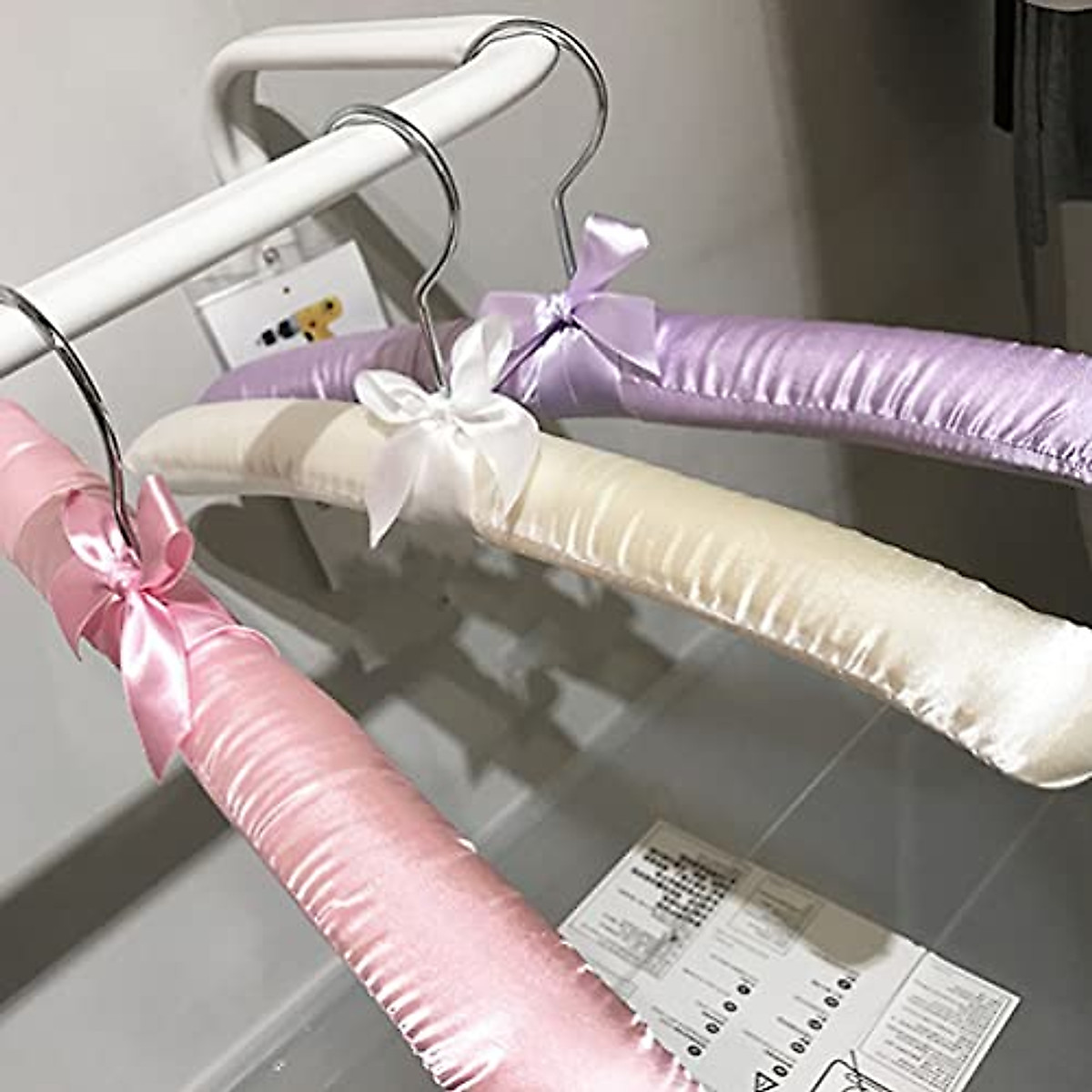 BESPORTBLE 4pcs Satin Padded Hangers Satin Hangers with with Metal Hook Anti Slip Sponge Satin Cushioned Hangers for Sweaters Dresses Coats