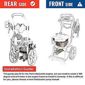 YAMATIC Vertical Pressure Washer Pump Max 3400 PSI 2.5 GPM, 7/8" Shaft Replacement Pump for Power Washer, Compatible with Simpson, Honda, Ryobi, Craftsman, GCV190 Rear Inlet/Outlet