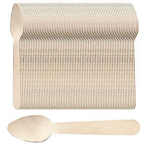 4 inch Mini Wooden Spoons, Biodegradable Compostable Birchwood, Food Grade Disposable Spoons Disposable Wooden Cutlery for Parties, Weddings, Camping 200pcs.
