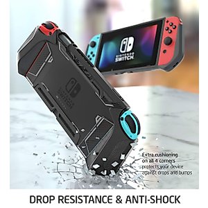 Mumba Dockable Case for Nintendo Switch, [Blade Series] TPU Grip Protective Cover Case Compatible with Nintendo Switch Console and Joy-Con Controller (Black)