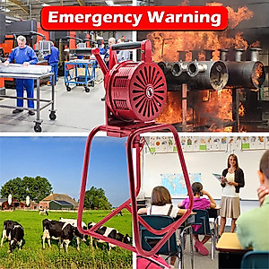 Vixen Horns Air Raid Hand Crank Siren, Loud Heavy Duty Tornado Siren with Rail Stand, Fire Air-raid Alarm, Warning Construction Air Horn VXS-1200MBR