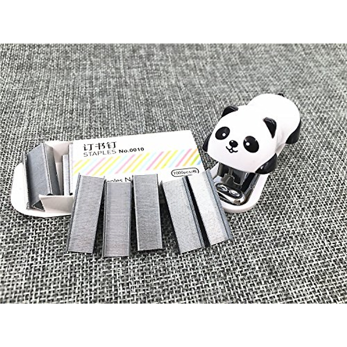 1 Pack Mini Panda Desktop Stapler for 10 Sheets Capacity with 1000 Pcs No.10 Staples for Paper Clips Staplers for Desk for Friends and Children(Panda)
