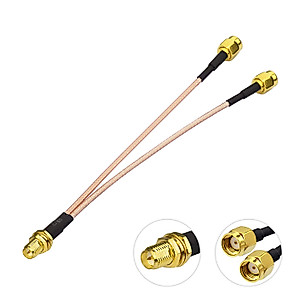 Bingfu RP-SMA Female Bulkhead Mount to Dual RP-SMA Male WiFi Antenna Adapter Splitter Cable 15cm 6 inch for WiFi Router Hotspot Wireless Mini PCI Express PCIE Network Card Adapter