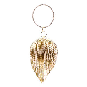 LUI SUI Women Round Ball Dazzling Crystal Evening Handbags Rhinestone Tassel Handle Purse Bags Wedding Shoulder Handbags