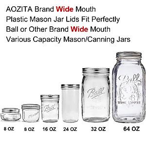 WIDE Mouth Mason Jar Lids [8 Pack] for Ball, Kerr and More - Colored Plastic Storage Caps for Mason/Canning Jars - Leak-Proof