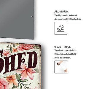 Putuo Decor She Shed Decor, Farmhouse Wall Sign for Home, Kitchen, Garden, Women Cave, Gift for Girlfriend, Ladies, 12x8 Inches Aluminum Metal Sign