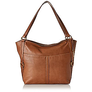 Fossil Women's Sam Leather Shopper Tote Purse Handbag, Brown