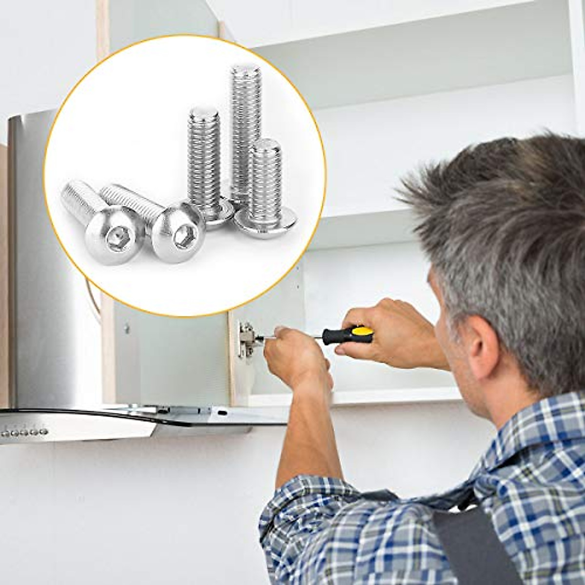 VIGRUE M5 M4 M3 M2 Metric Screws Bolts Nuts Washers Assortment Set with Allen Wrench 1080Pcs Hex Button Head Socket Cap Screws Stainless Steel, Small Bolts and Nuts Assortment Kit