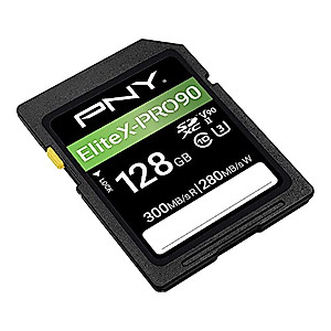 PNY 128GB EliteX-PRO90 Class 10 U3 V90 UHS-II SDXC Flash Memory Card