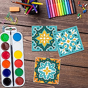 Ceramic Tiles for Crafts Coasters,14 Pack 4-Inches Unglazed Ceramic Coasters for Drinks with Cork Backing Pads,Use with Alcohol Ink or Acrylic Pouring Make Your Own DIY Coasters (Square)