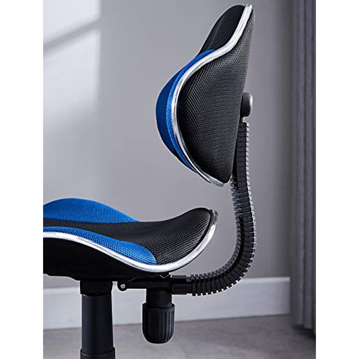 Home Office Low Back Computer Executive Chair by JJS, Ergonomic Mesh Chair with Extra Large Base and Pads, Black/Blue