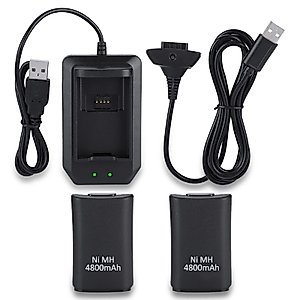 V BESTLIFE Battery Pack for Xbox 360, 4800mah Replacement Battery Pack Charger for Xbox 360