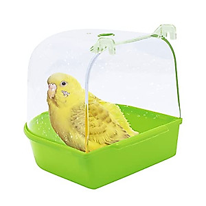 Bird Bath Shower Box Hanging Parrot Bathtub Bowl Cage with Hooks Birdcage Cage Accessory Bathing Tub Suitable for Small Animal Parakeet Canary Budgies Parrot (Random Color) (one-Piece) …