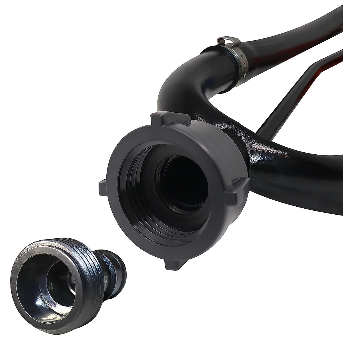 Seaworks Dual Feed Muff Style Boat Motor Flusher | Use for Antifreeze Winterization or Common Water Flush | 5/8 Inch Standard Garden Hose Connection (Black)