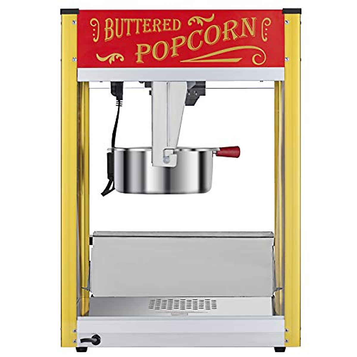 DDUPStore Commercial Popcorn Popper Machine Countertop Popcorn Maker with 8 Ounce Kettle, Popcorn Containers, Large Capacity Built-in Insulation Deck (Double Door,Red)