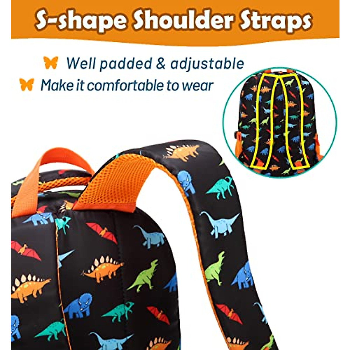 BLUEFAIRY Dinosaur Backpack for Boys Kindergarten Elementary School Bags for Kids Toddler Primary Bookbags for Preschool Lightweight Mochila Para 3 4 5 6 7 Niños Gifts (Orange)