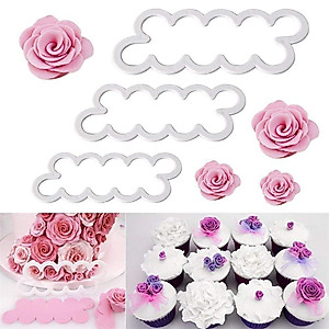 Fondant Icing Tool, 9Pcs Roses Carnations Peony 3D Petal Cake Cutter Flower DIY Baking Accessories