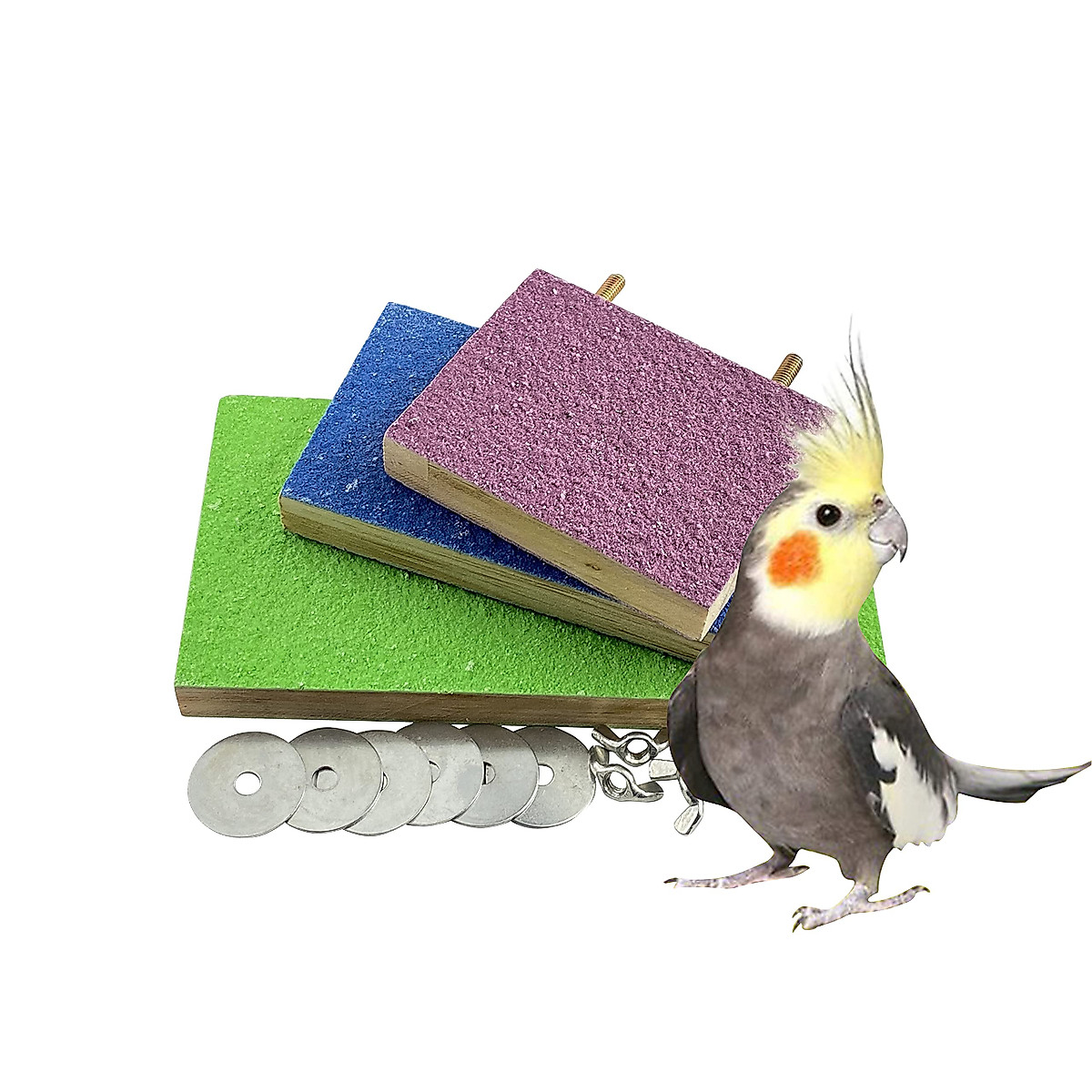 3 Pcs Bird Stand Platform, Wood Playground Paw Grinding Clean, for Pet Parrot, Rat Mouse Cage Accessories Exercise Toys, Random Color