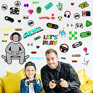 3D Glow in The Dark Game Wall Decal Gamer Boy Wall Stickers Video Game Controller Wall Decor for Boys Room Kids Bedroom Playroom Decoration (Classic)