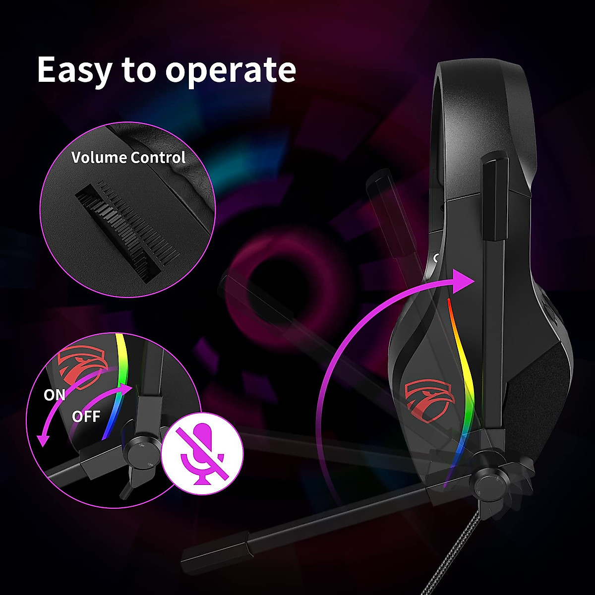 Gaming Headset, Wired Over-Ear Headphone with Noise Canceling Microphone,Stereo Bass Surround Sound, Perfect for PC PS4 PS5 Xbox One Controller