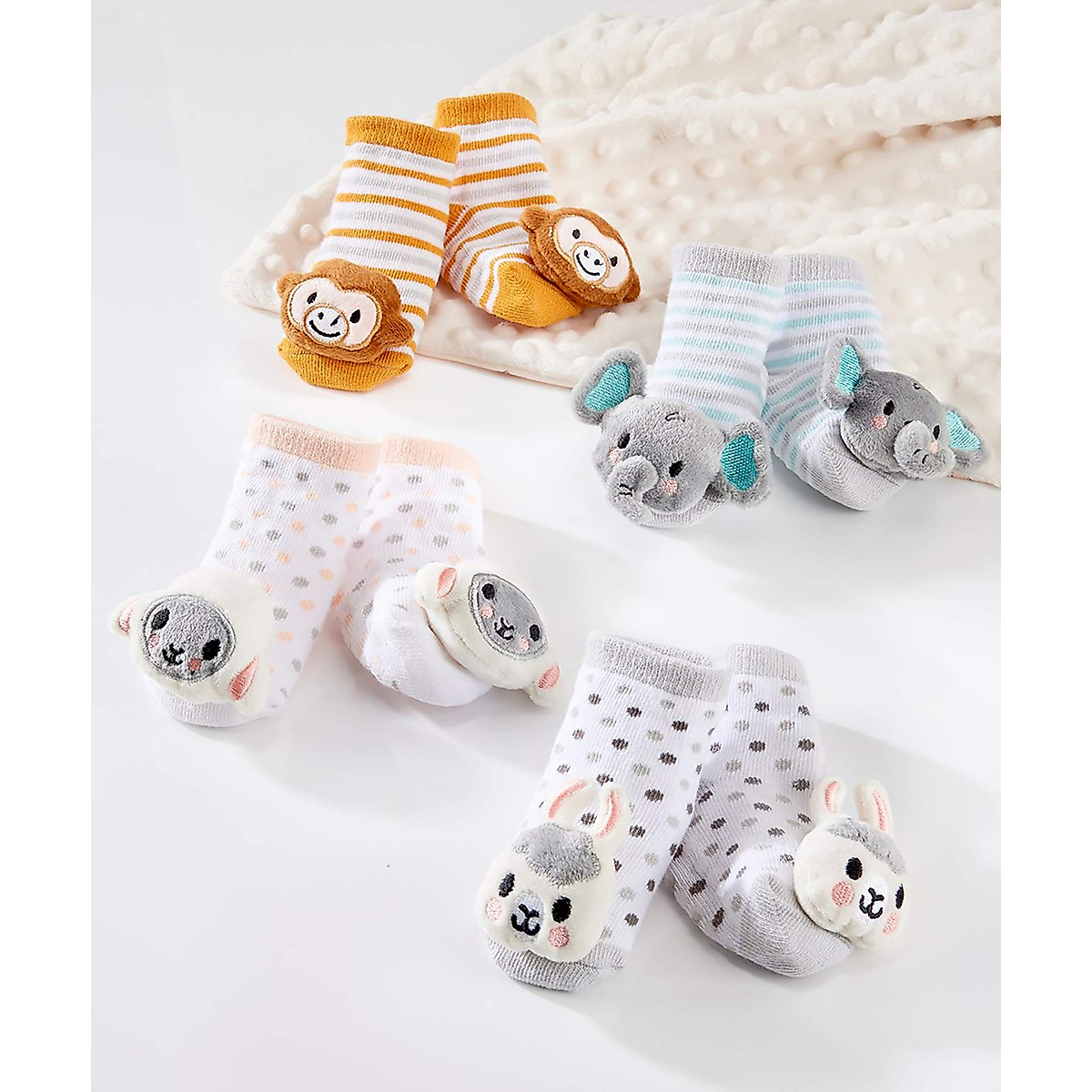 Lil' Llama Baby Rattle Socks - Rattle Socks for Baby Boy & Girl - Rattle Animal Socks - Baby Socks with Rattles - Baby Sock Rattles