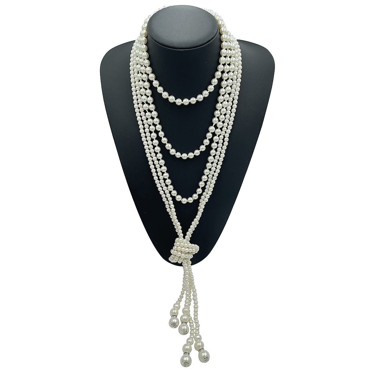 Gionforsy Flapper Pearl Necklace 1920s Long Faux Pearl Necklace Imitation Pearl Necklace for Gatsby Costume Wedding Party