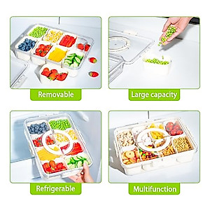 2 Pack Veggie Tray with Lid and Handle, Divided Fruit Tray, Portable Snackle Box, Fridge Organizer for Snack, Candy, Nuts, Cookies, Fruit, Clear Vegetable Tray for Party, Picnic, Travel, Wedding.