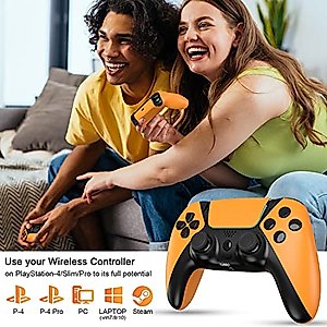 TOPAD Remote for PS4 Controller,Gamepad Joystick Controller for Playstation 4 Controller with Dual Vibration/Turbo/Back Paddles, Scuf Ymir Pa4 Wireless Mando for PS4 Console/Slim/PC/Steam/Pro,Orange