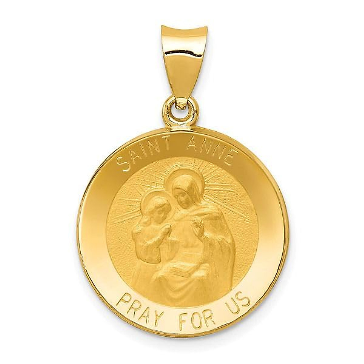 IceCarats 14K Yellow Gold Saint Anne Medal Necklace Charm Pendant 29mm x 19mm Only